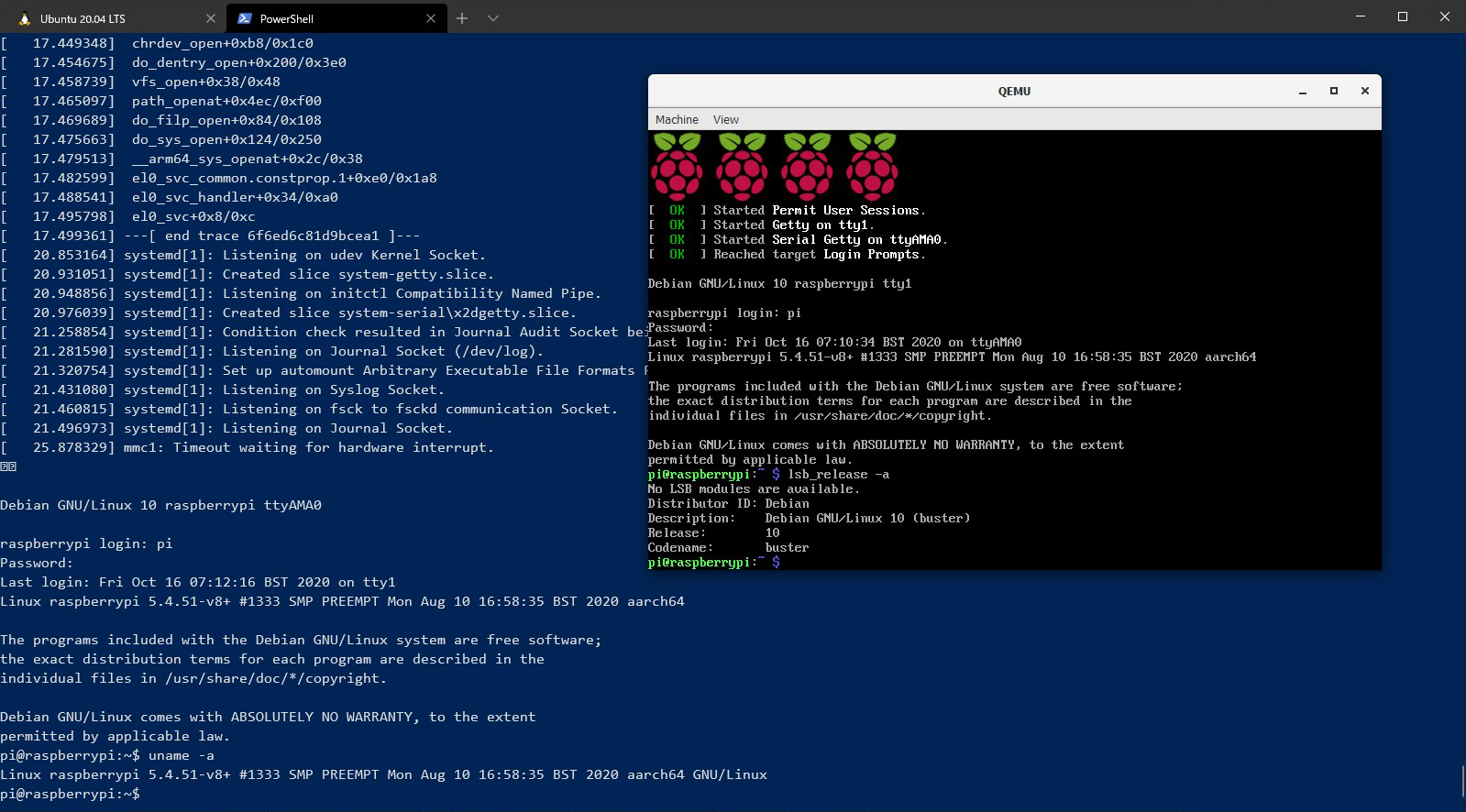 QEMU on WindowsでネイティブのRaspberry Pi OS (64-bit) を動かす